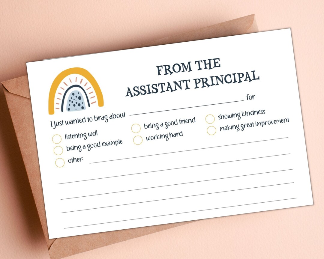Assistant Principal Note Printable | Boho School | Teacher Mail ...