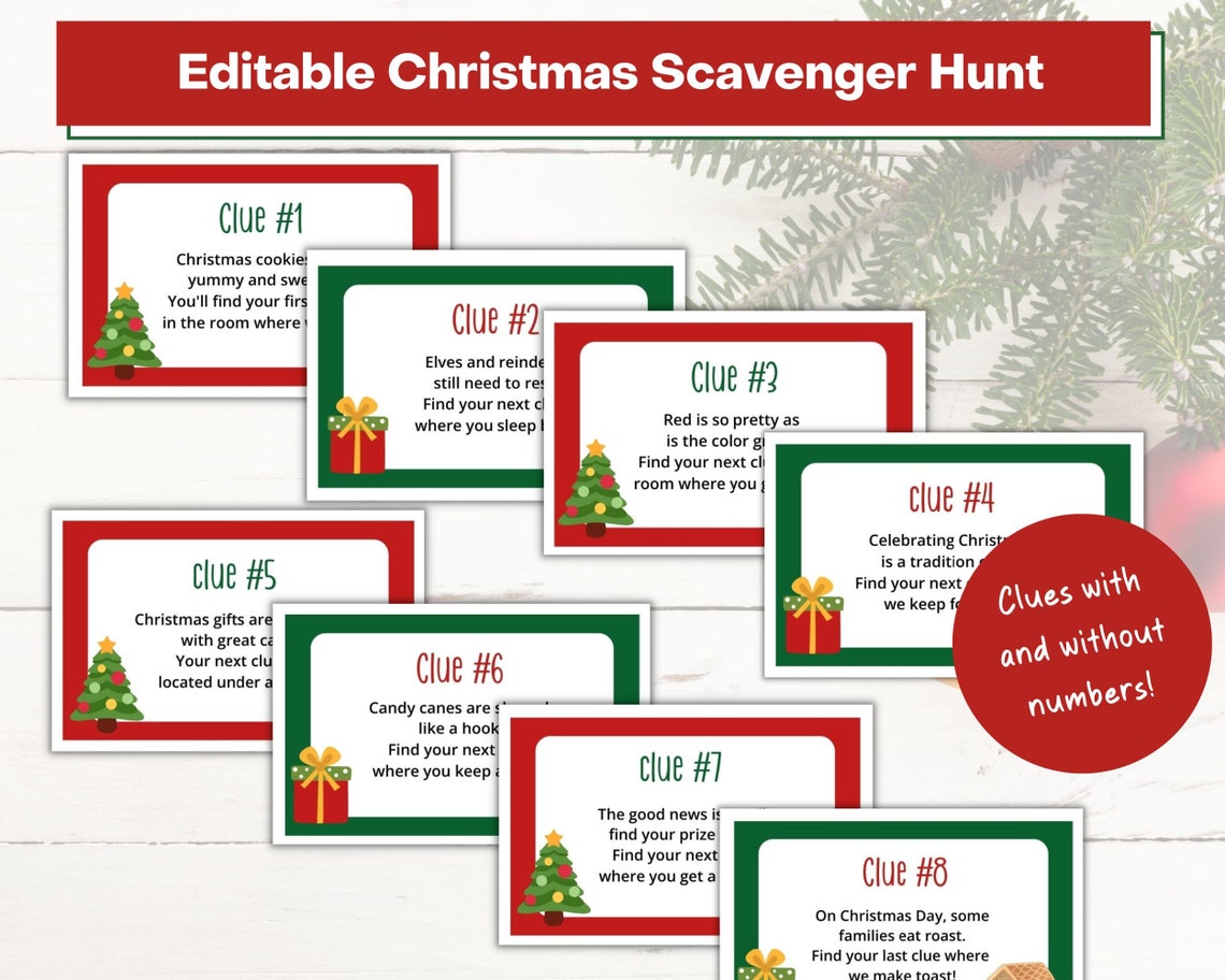 Indoor Christmas Scavenger Hunt Indoor Christmas Treasure Hunt ...