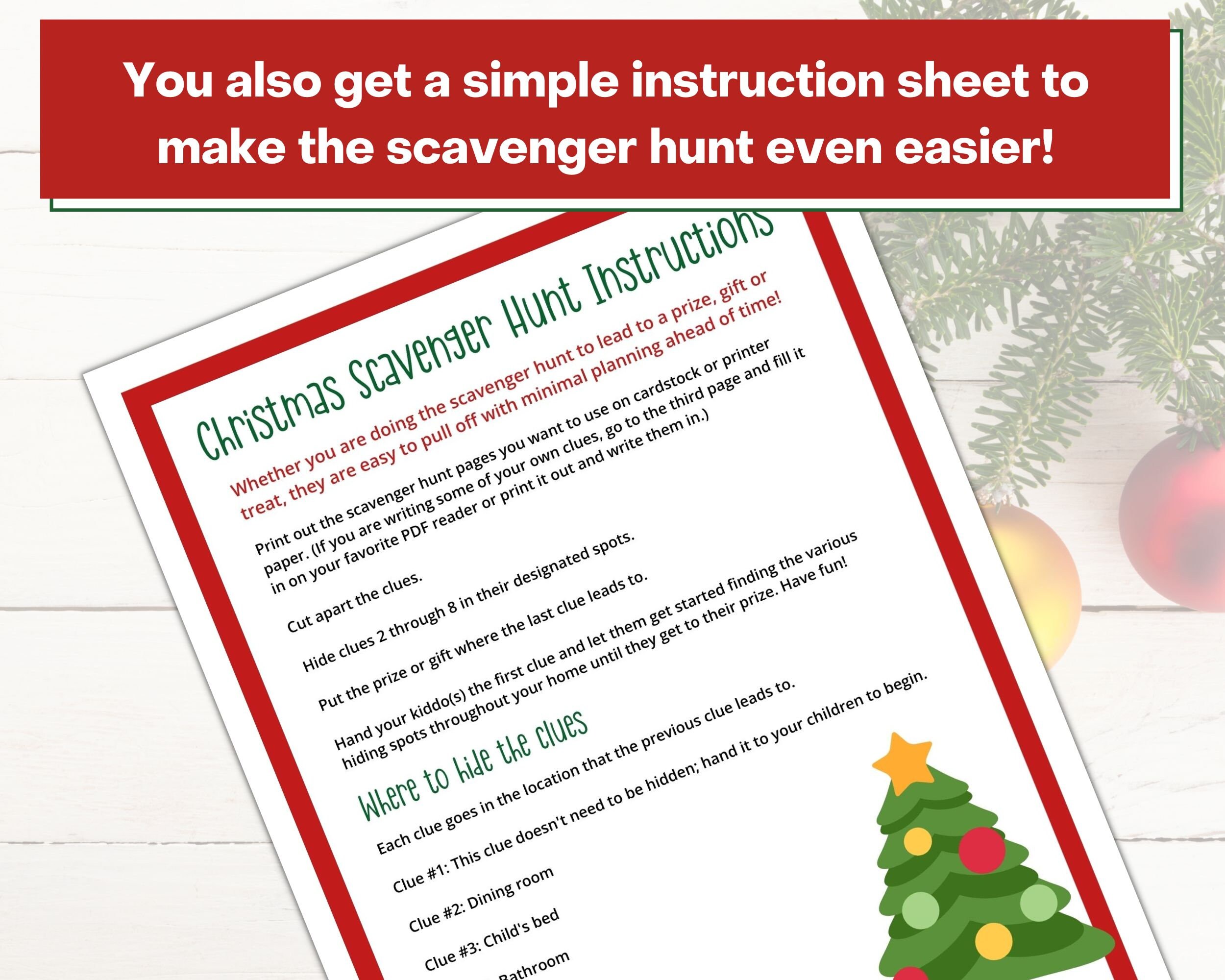 Indoor Christmas Scavenger Hunt | Indoor Christmas Treasure Hunt ...