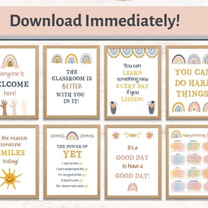 Classroom Posters Boho Printable Bundle Teacher Décor Bundle Boho ...