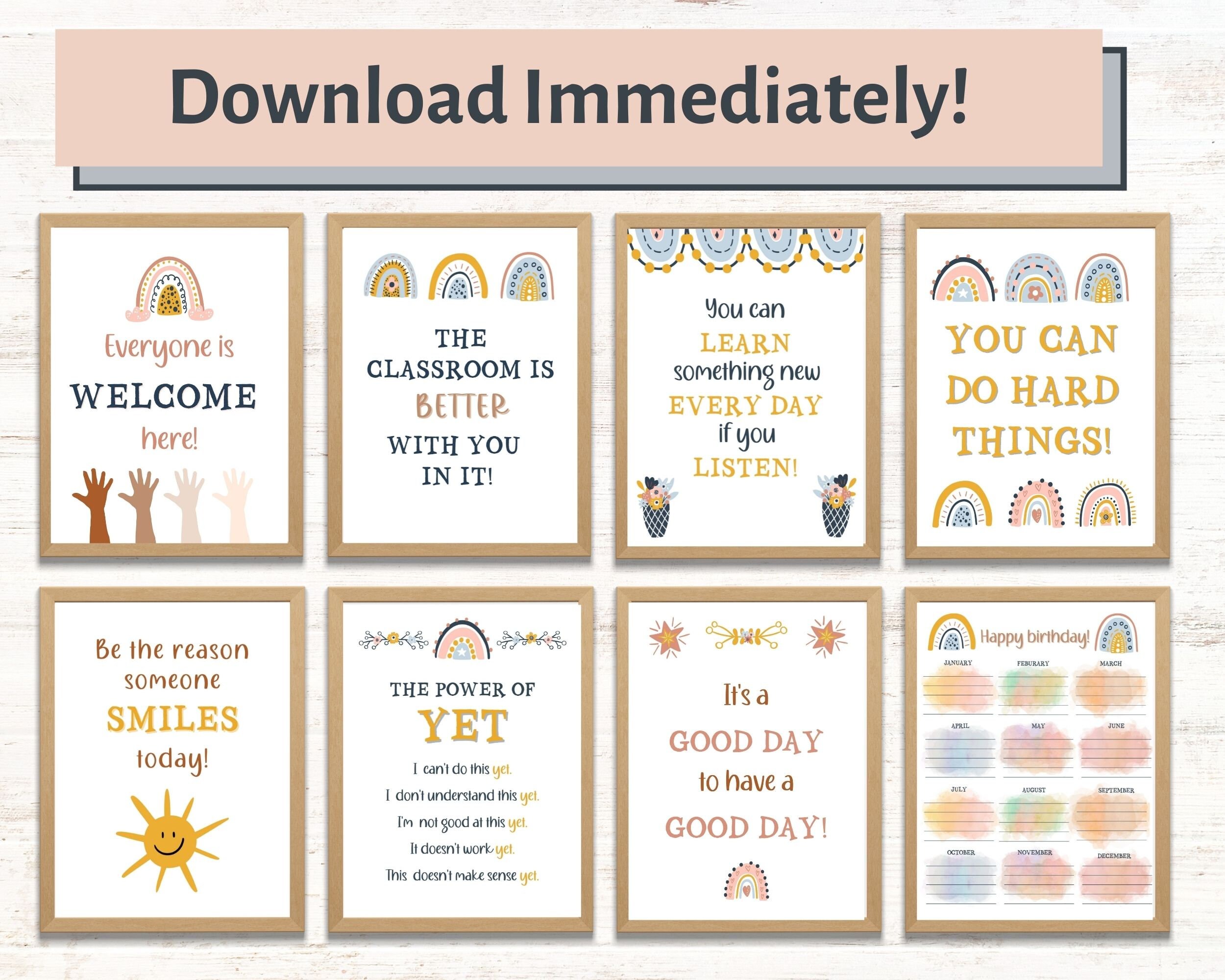 Classroom Posters Boho Printable Bundle Teacher Décor Bundle Boho ...