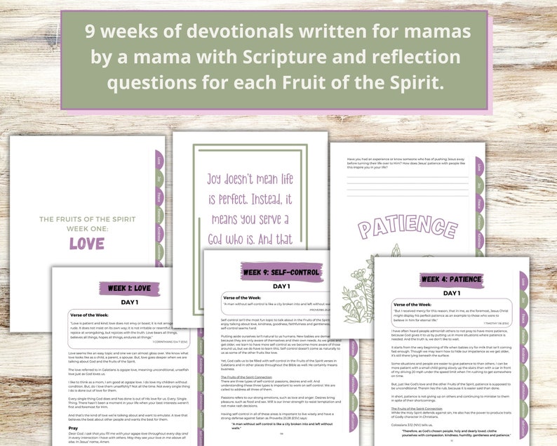 Digital Fruit of the Spirit Devotional Journal for Moms, Personal Bible ...