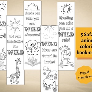 Printable Coloring Bookmarks for Kids Safari Bookmarks - Etsy