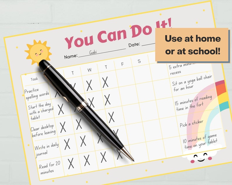 Rainbow Reward Chart for Children Printable, Behavior Chart, Daily ...