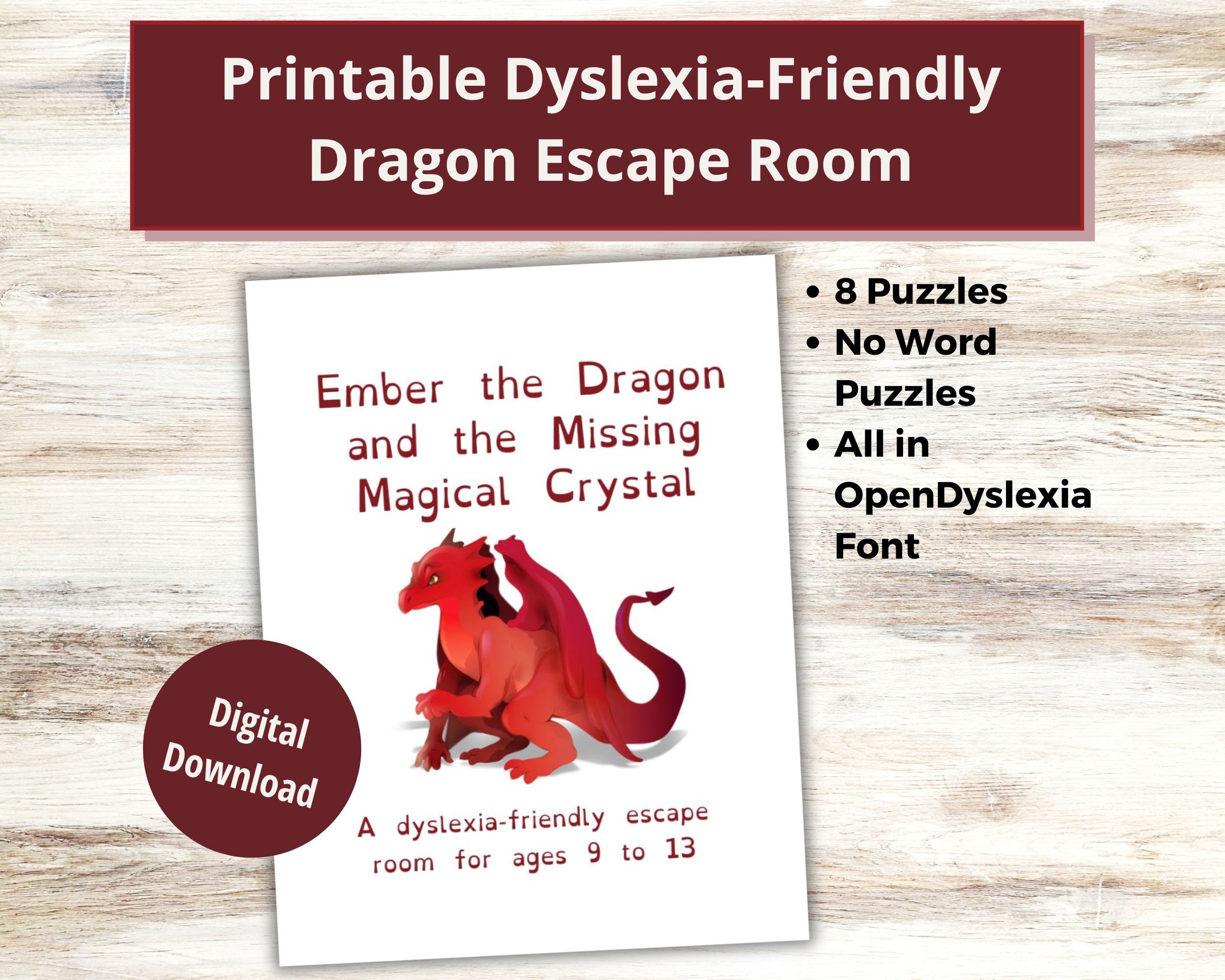 Dragon Escape Room for Kids Printable That is Dyslexia Friendly; Ages 9 ...