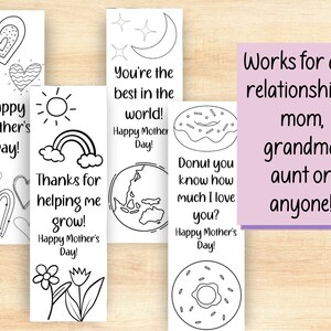Printable Mother's Day Coloring Bookmarks: DIY Gift From Kids (digital ...