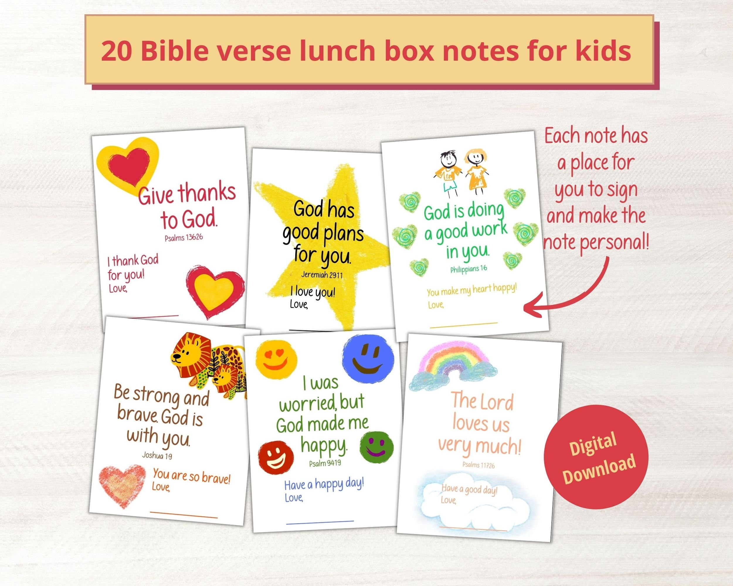 Christian Lunchbox Notes Printable | Personalized Lunchbox Notes for ...