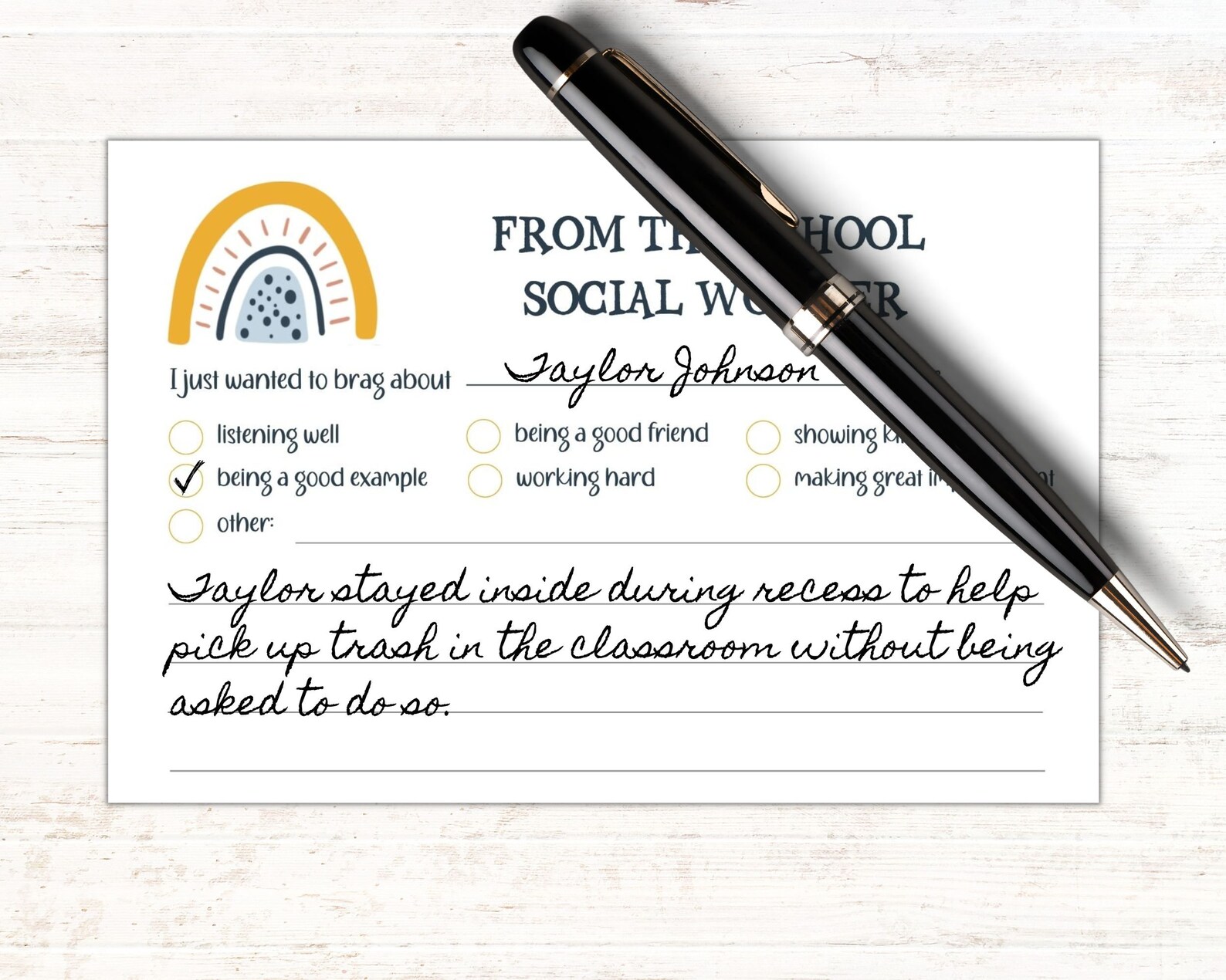 School Social Worker Note Printable Boho School Counselor - Etsy