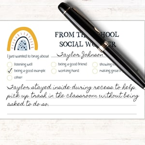 School Social Worker Note Printable | Boho School Counselor Décor ...