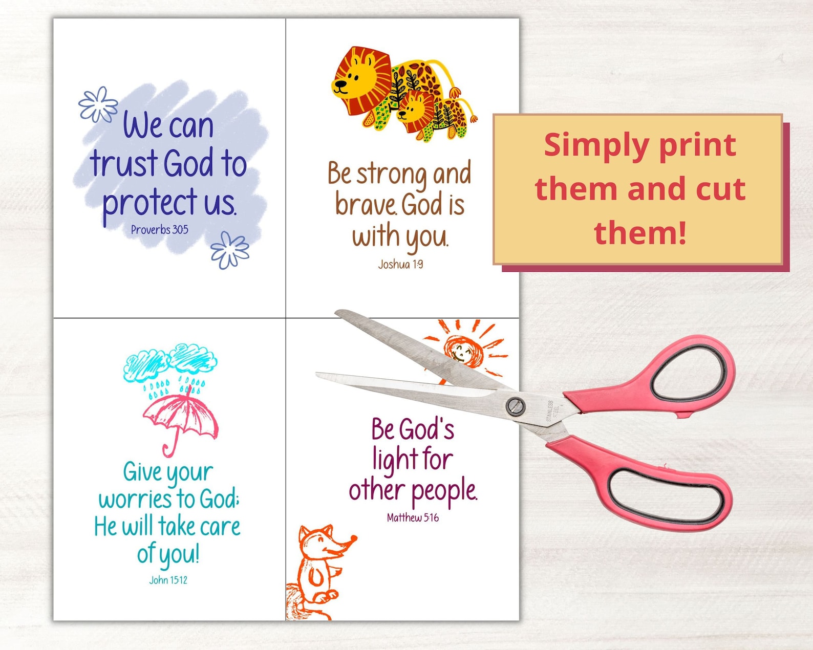 Scripture Cards for Kids Printable, Bible Verses for Children, Lunchbox ...
