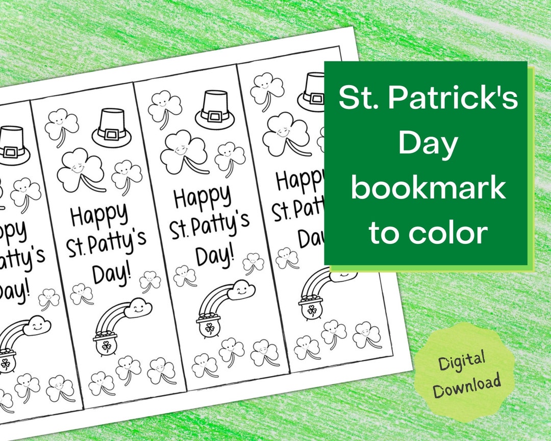 St. Patrick's Day Printable Activity for Kids, Bookmark Craft With ...