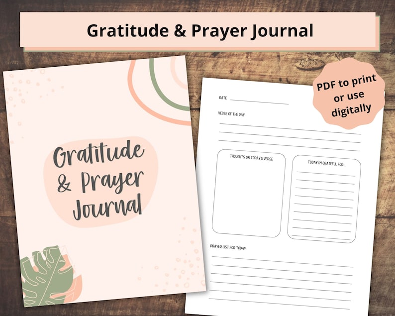 Printable Gratitude and Prayer Journal: Digital Download (PDF) - Etsy