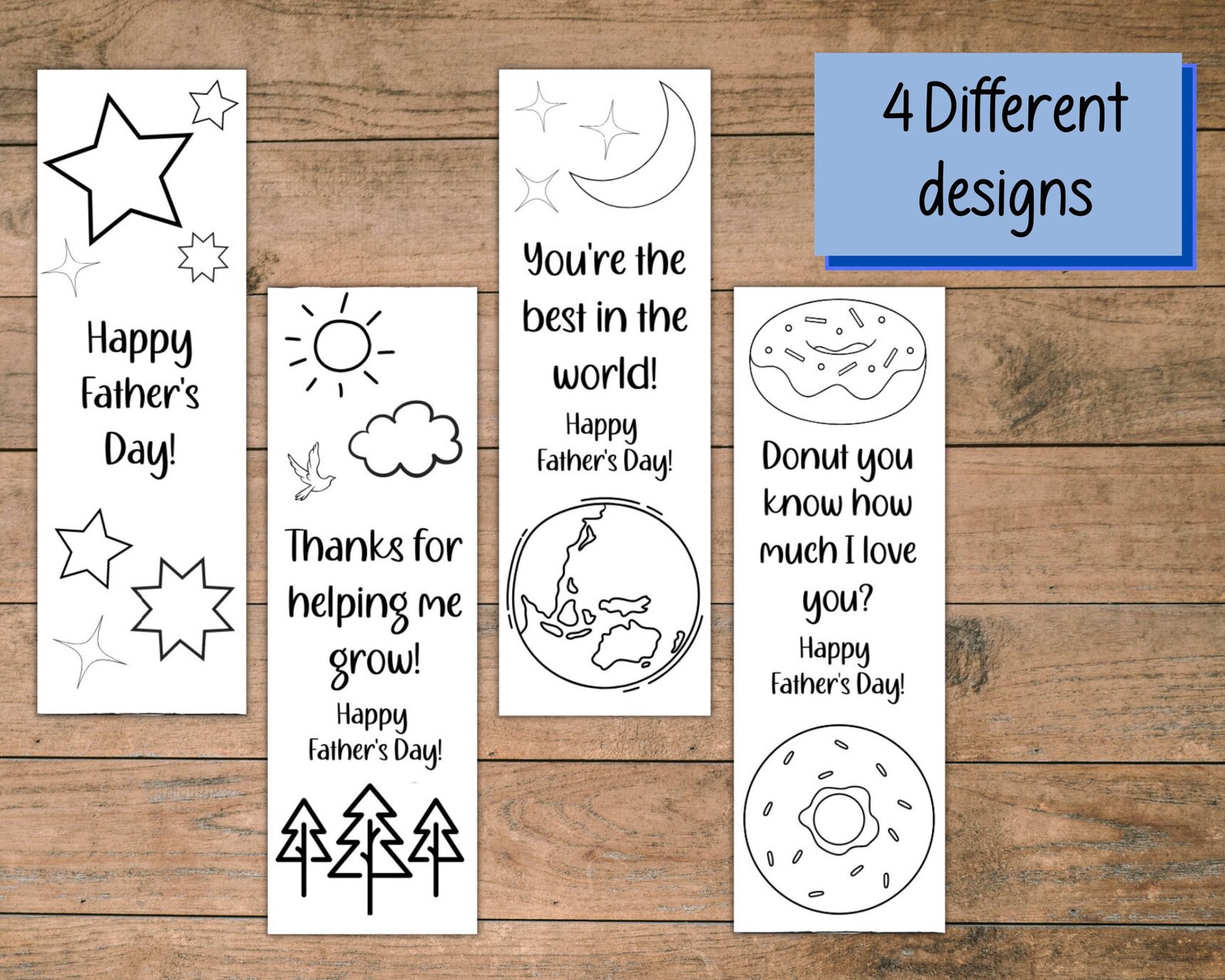 Printable Father's Day Coloring Bookmarks, DIY Gift for Dad, Gift for ...