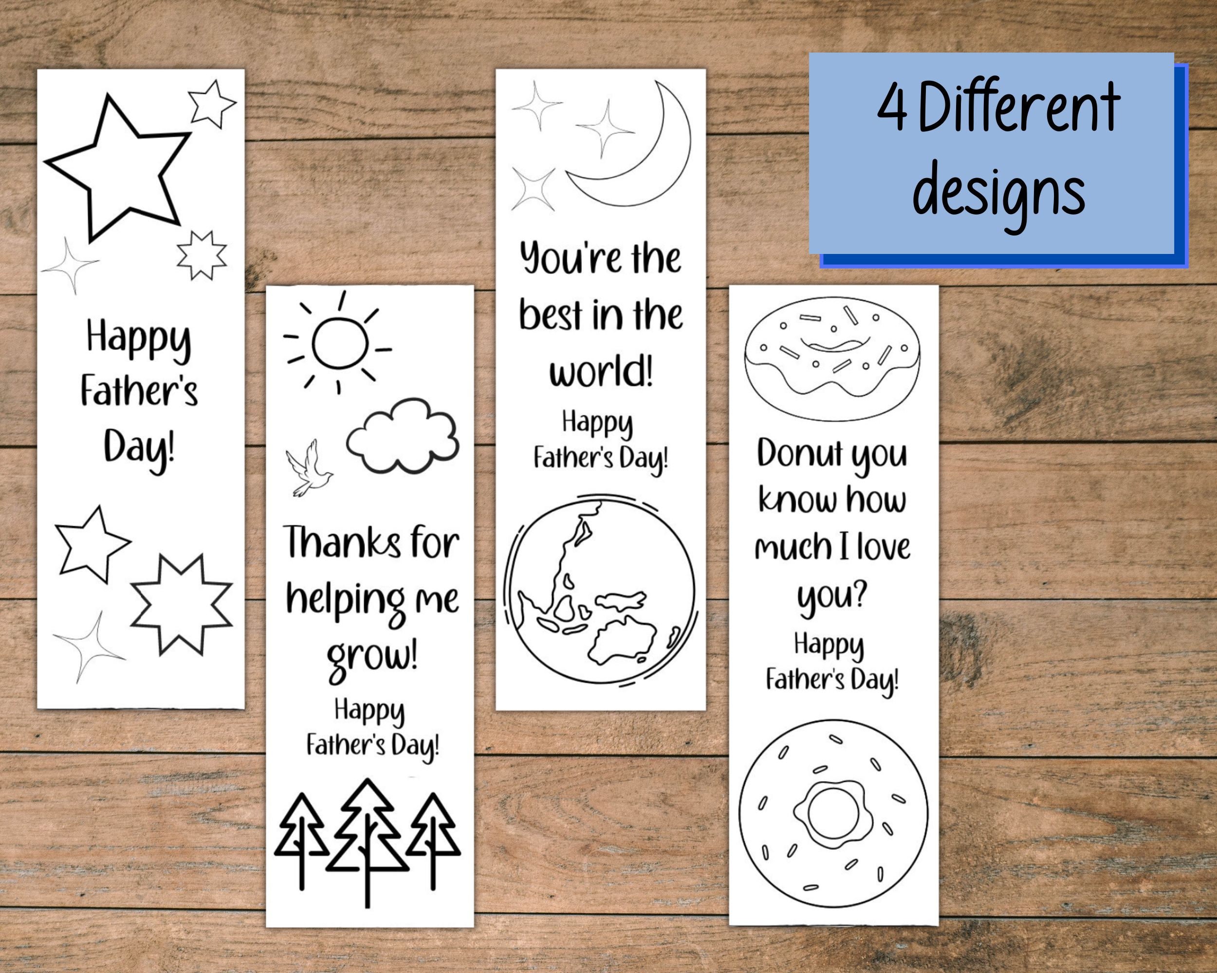Printable Father's Day Coloring Bookmarks, DIY Gift for Dad, Gift for ...