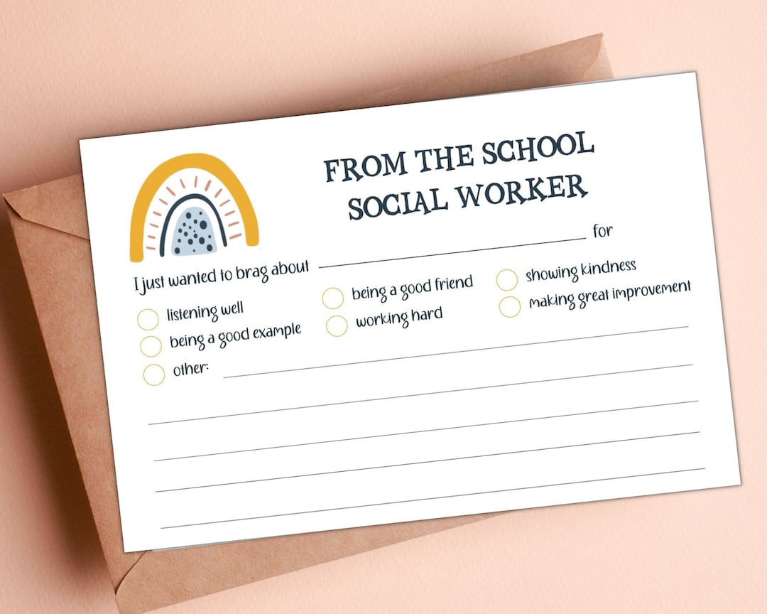 School Social Worker Note Printable | Boho School Counselor Décor ...