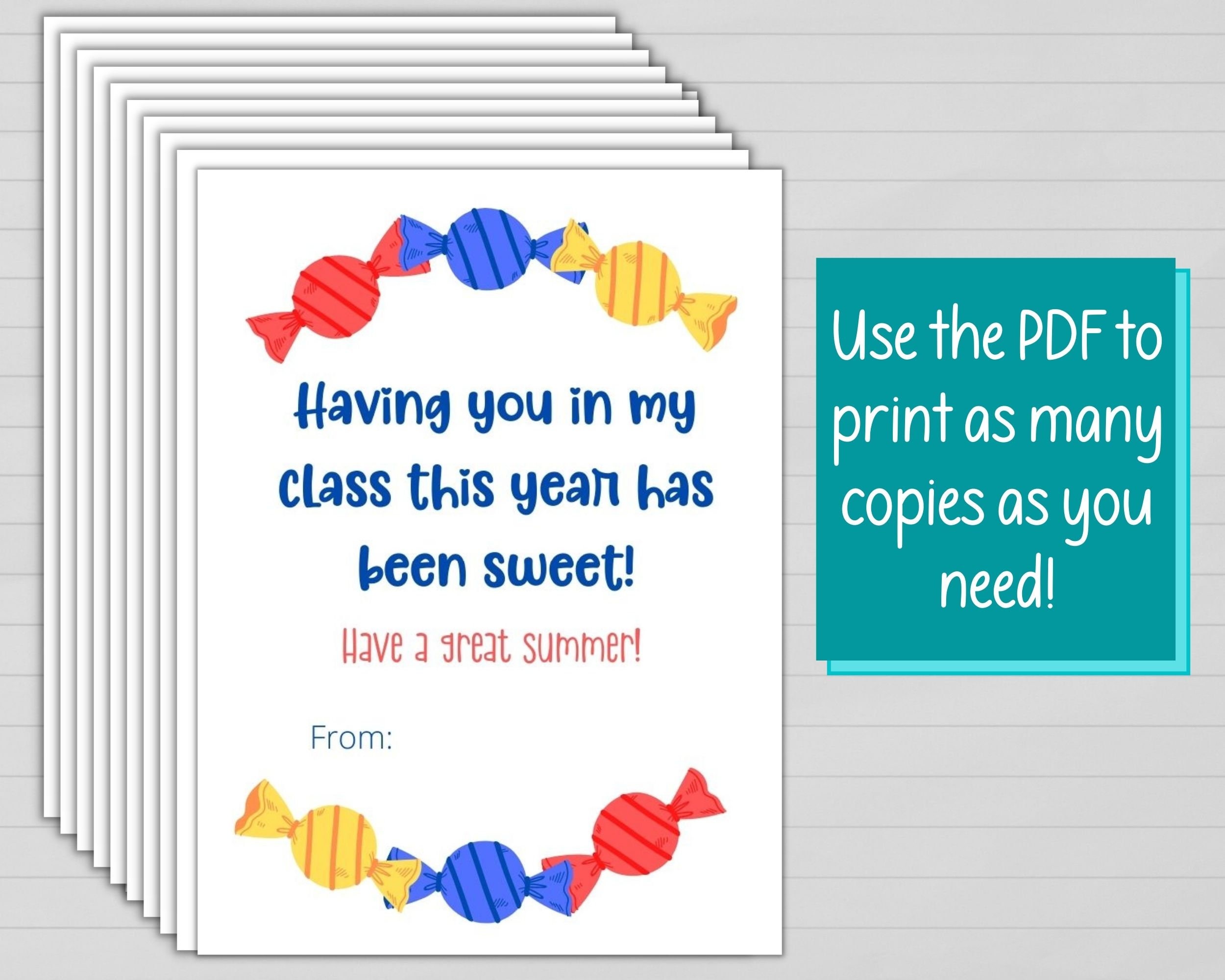 Printable End of Year Student Gift From Teacher | Teacher End of Year ...