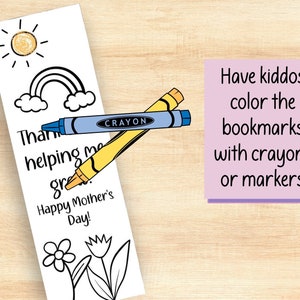 Printable Mother's Day Coloring Bookmarks: DIY Gift From Kids (digital ...