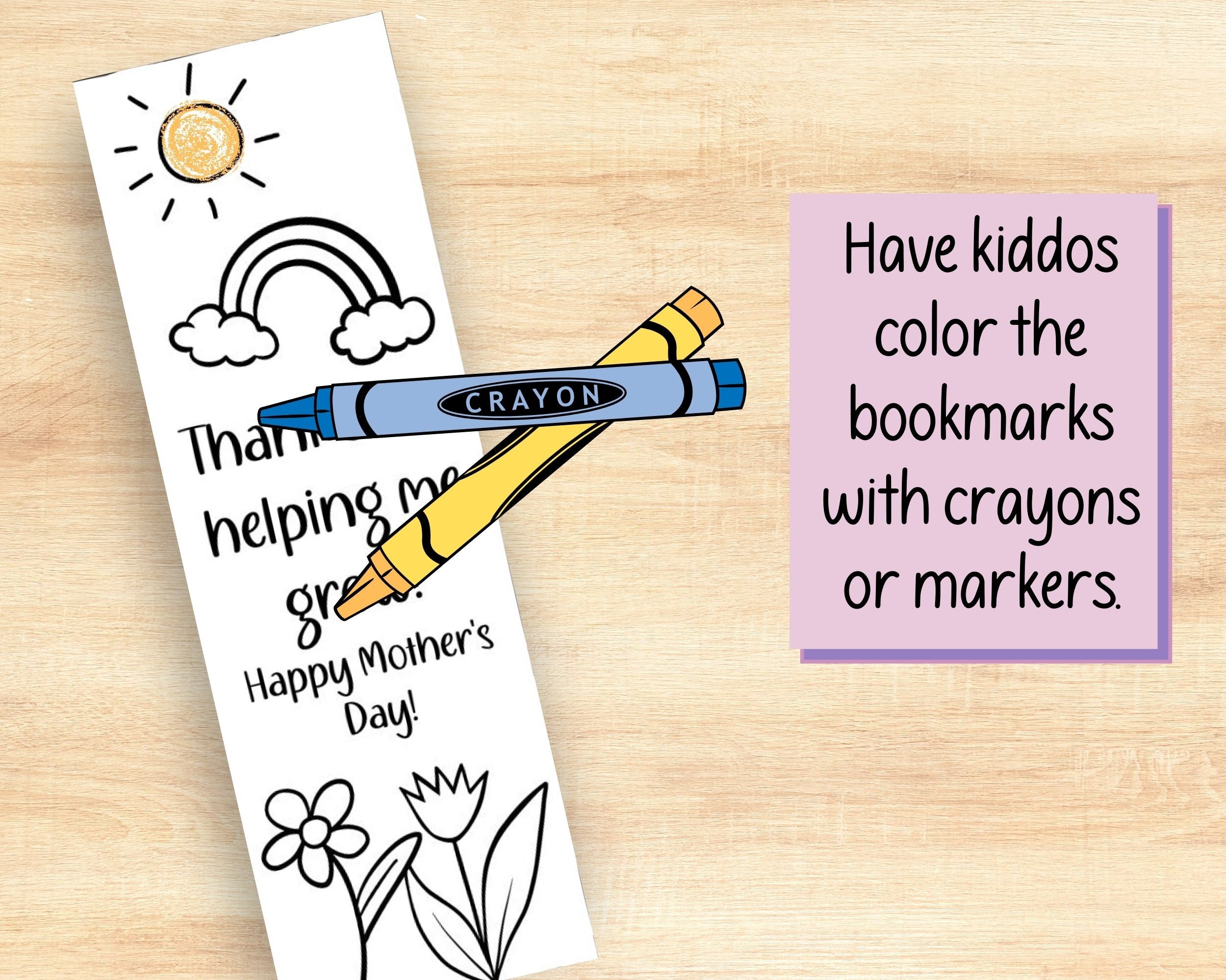 Printable Mother's Day Coloring Bookmarks: DIY Gift From Kids (digital ...