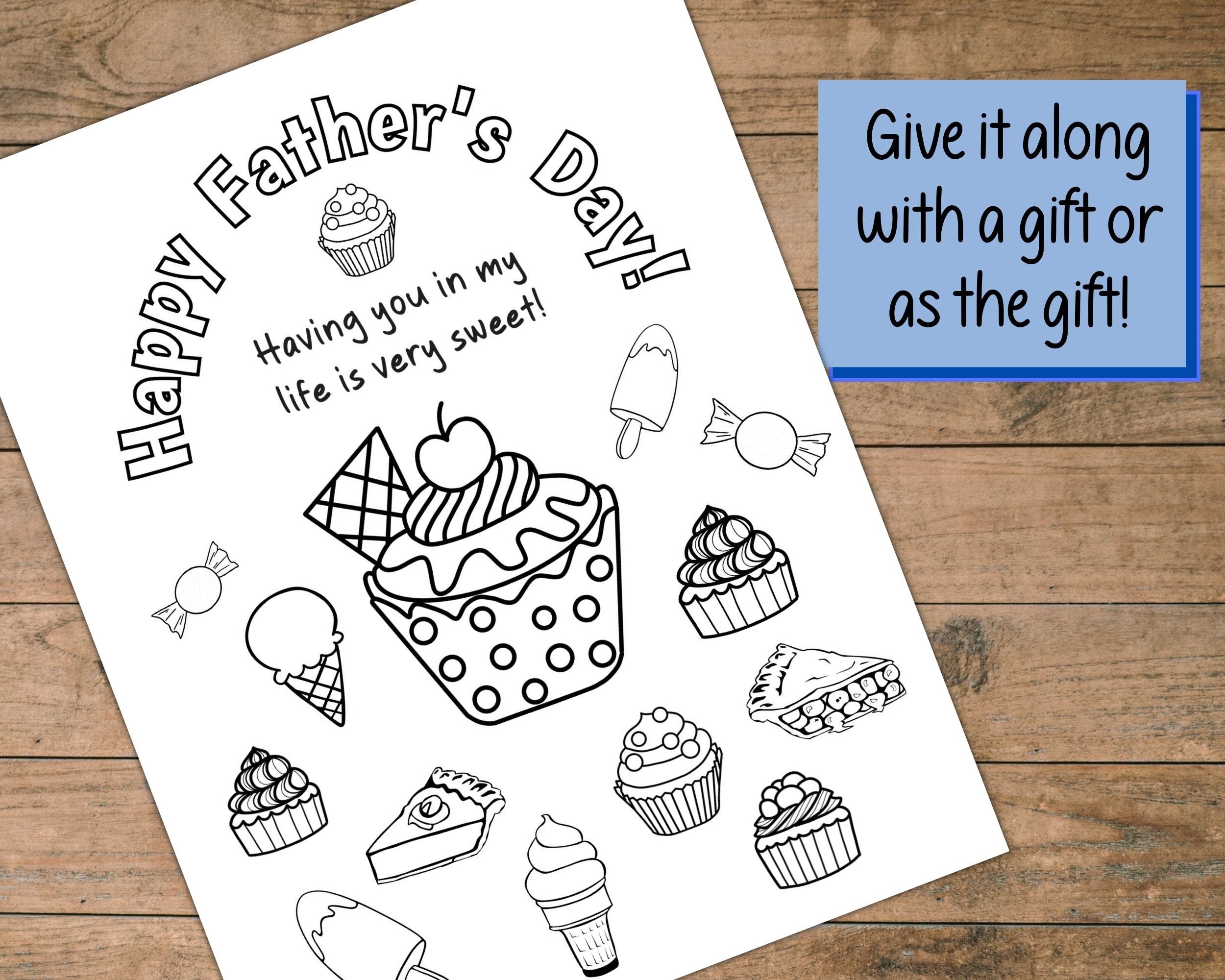 Printable Father's Day Coloring Page Card: Sweet Treats (PDF) - Etsy