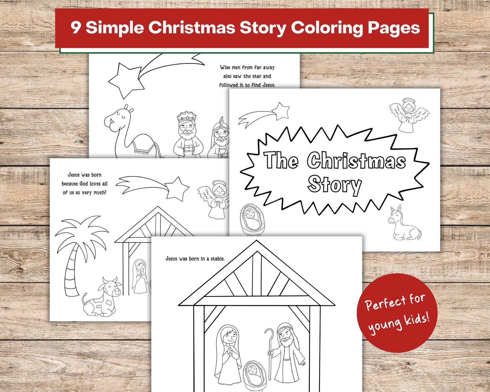 9 Simple Christmas Nativity Coloring Pages for Kids, Toddlers ...