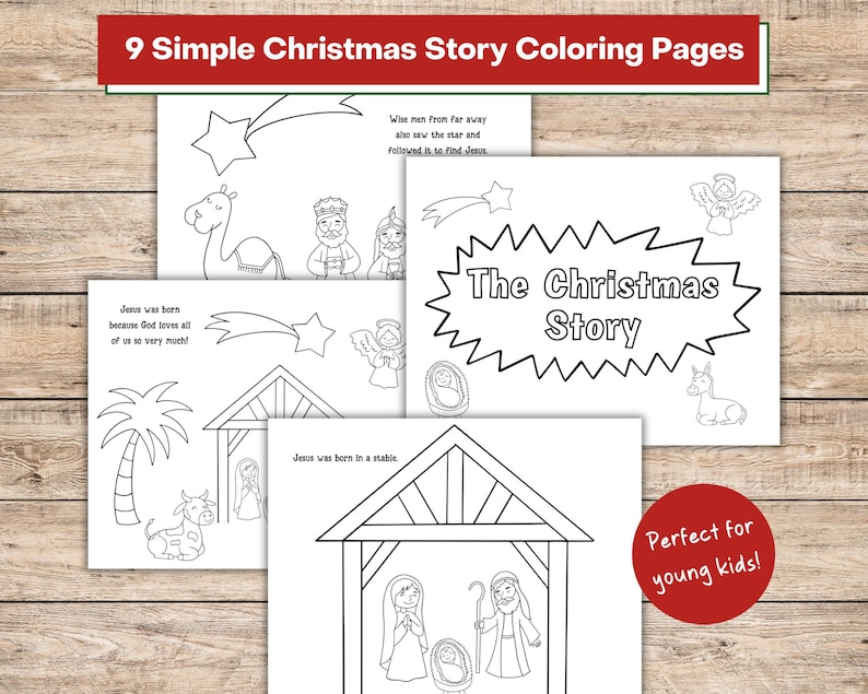 9 Simple Christmas Nativity Coloring Pages for Kids, Toddlers ...