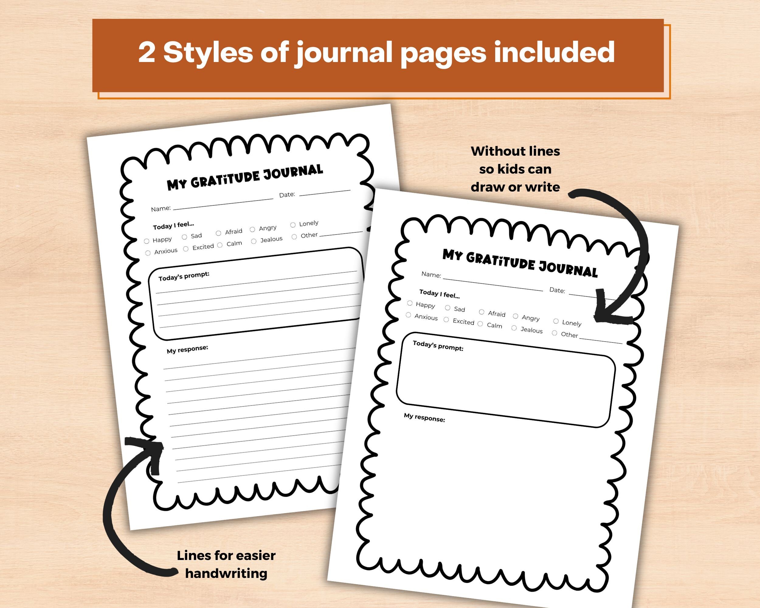 Printable Gratitude Journal Worksheet for Kids, Daily Gratitude Journal ...