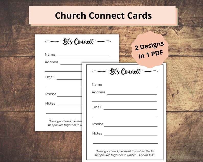 Church Connect Cards: Sunday School Contact Information (digital ...