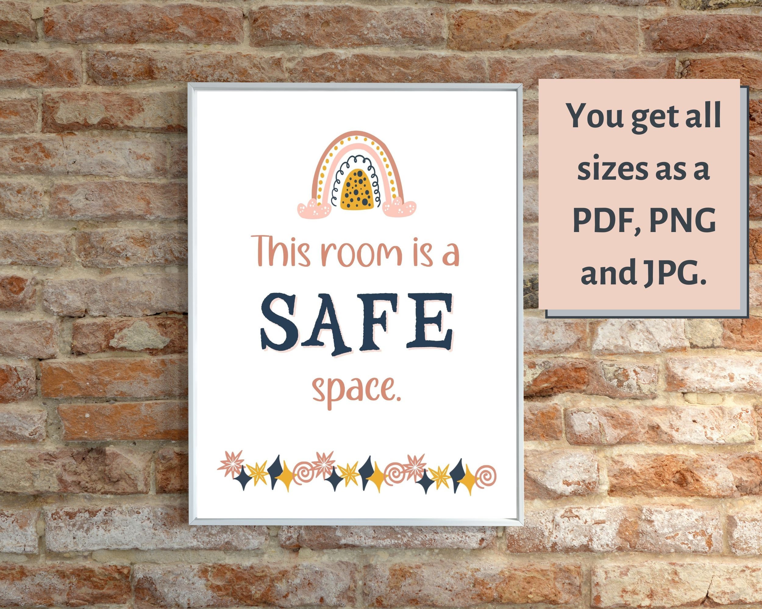 Safe Space Poster: Boho Rainbow Classroom Decor (digital Download) - Etsy