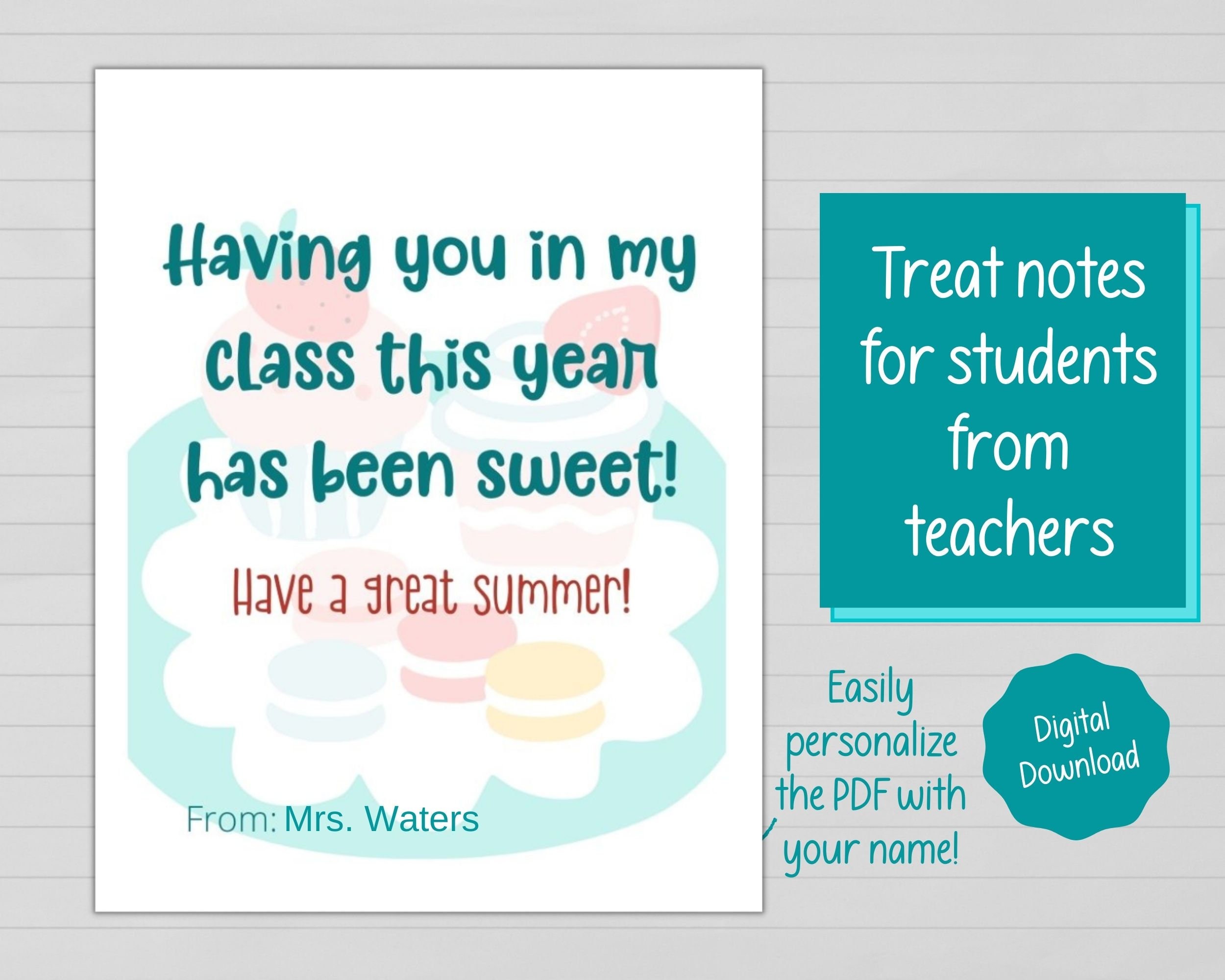 Printable End of Year Student Gift From Teacher | Teacher End of Year ...
