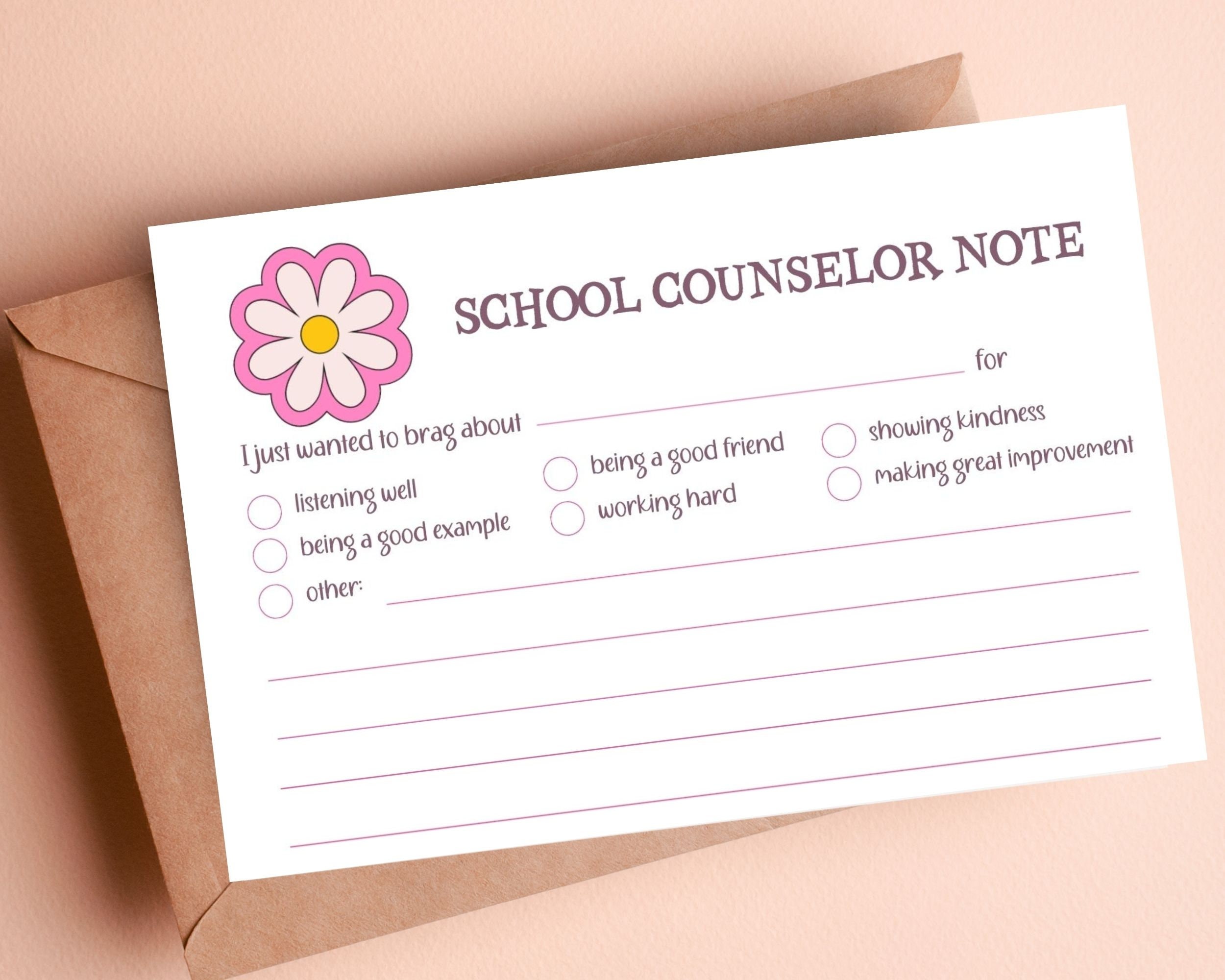 School Counselor Office Note Printable Bright Pink Daisy School ...