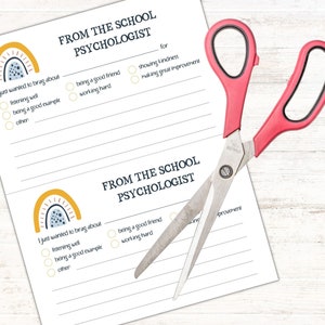 School Psychologist Note Printable | Student Encouragement Notes ...