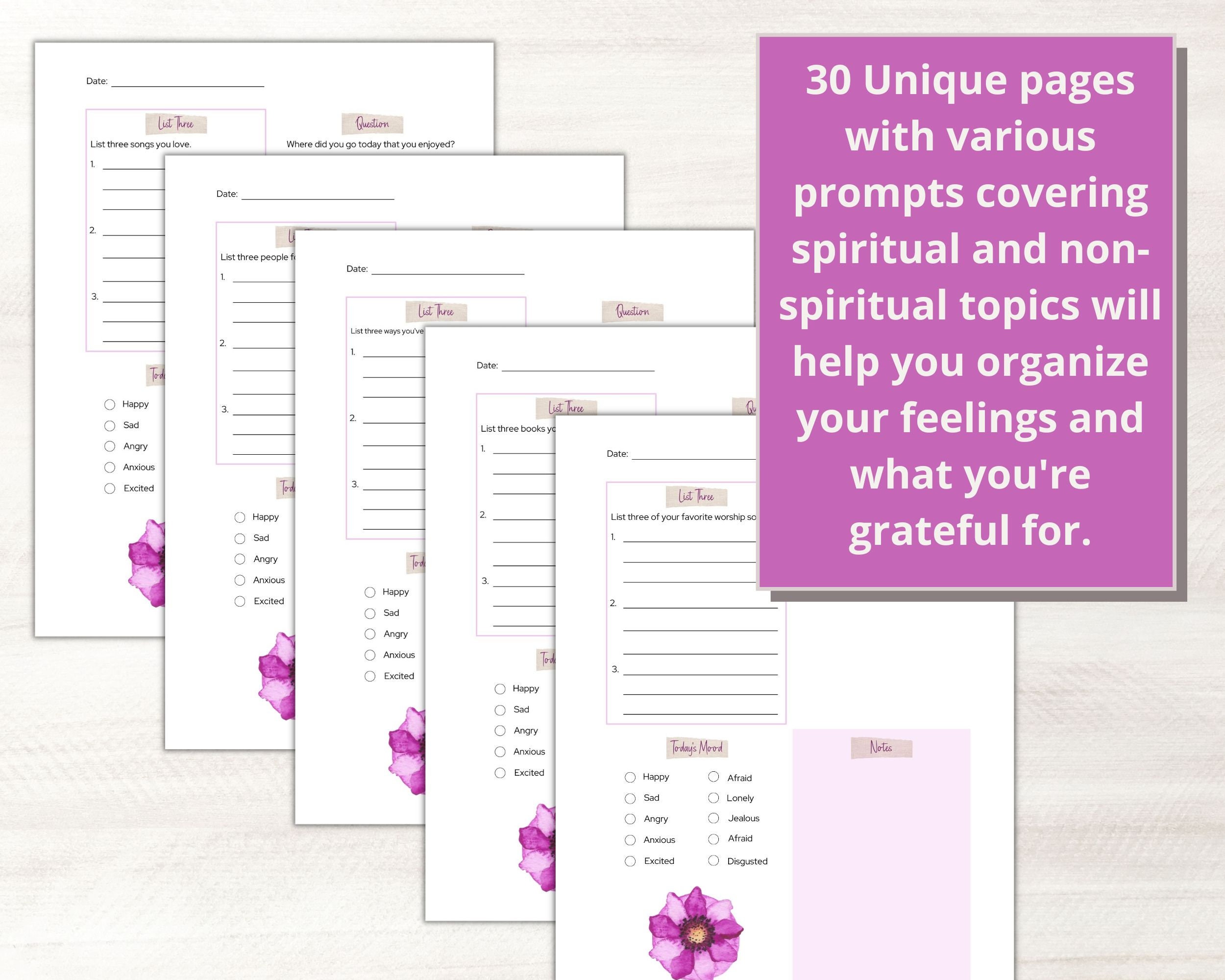Christian Gratitude Journal Printable: Daily Prompts, Prayer Journal ...