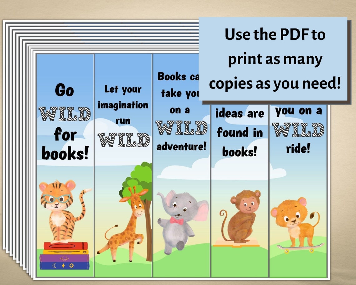 Printable Bookmarks for Kids Printable Safari Bookmarks Digital ...