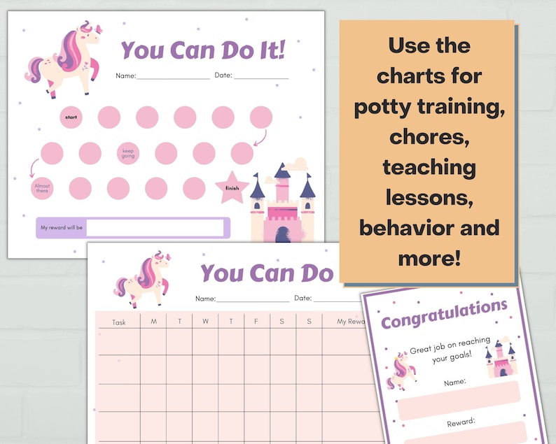 Unicorn Reward Chart for Children Printable, Behavior Chart, Daily ...