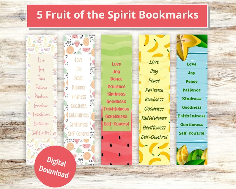 Fruit of the Spirit Bookmarks: Full Color Bible Set (printable) - Etsy