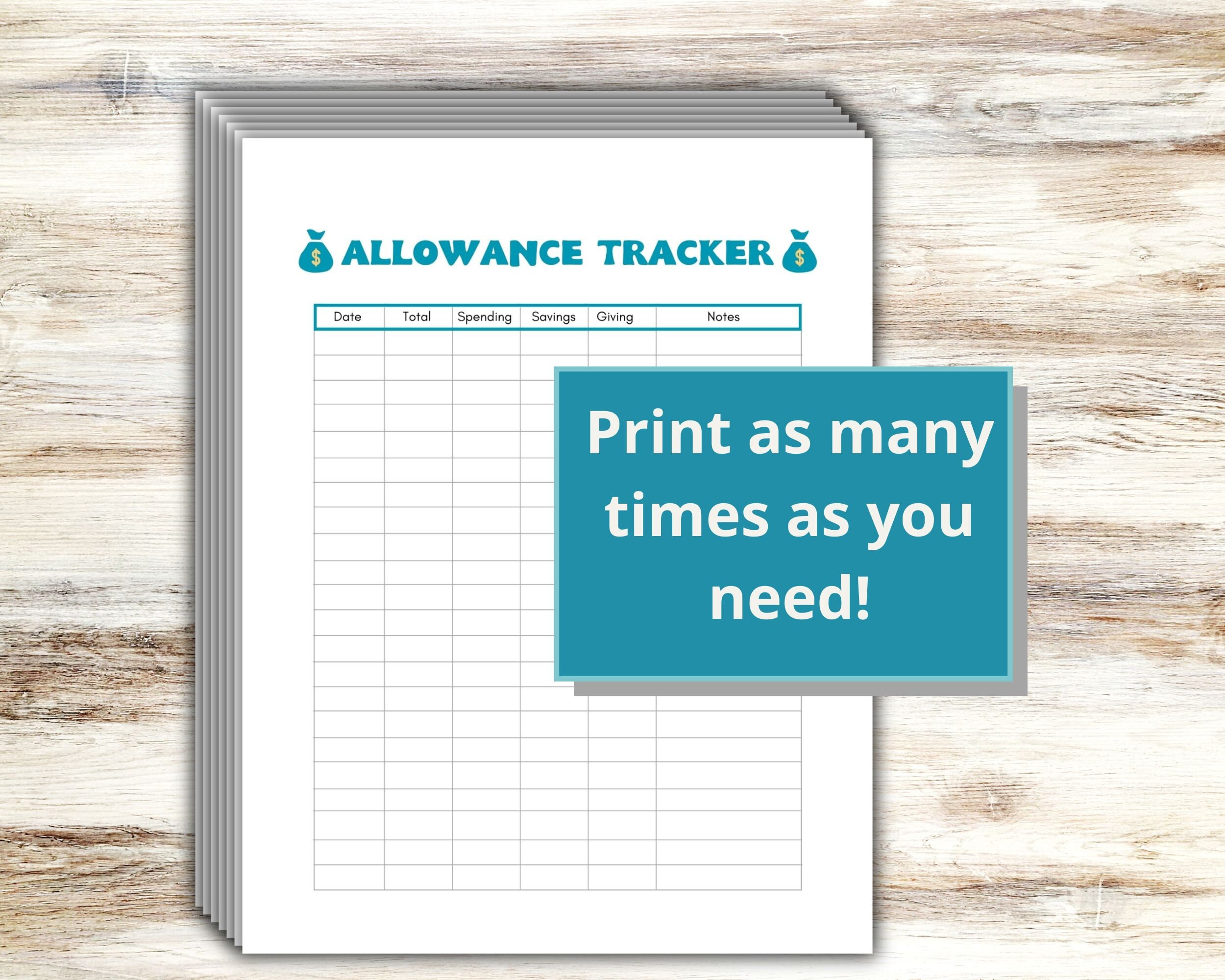 Allowance Tracker Bundle for Kids Printable, Budget Worksheets for ...