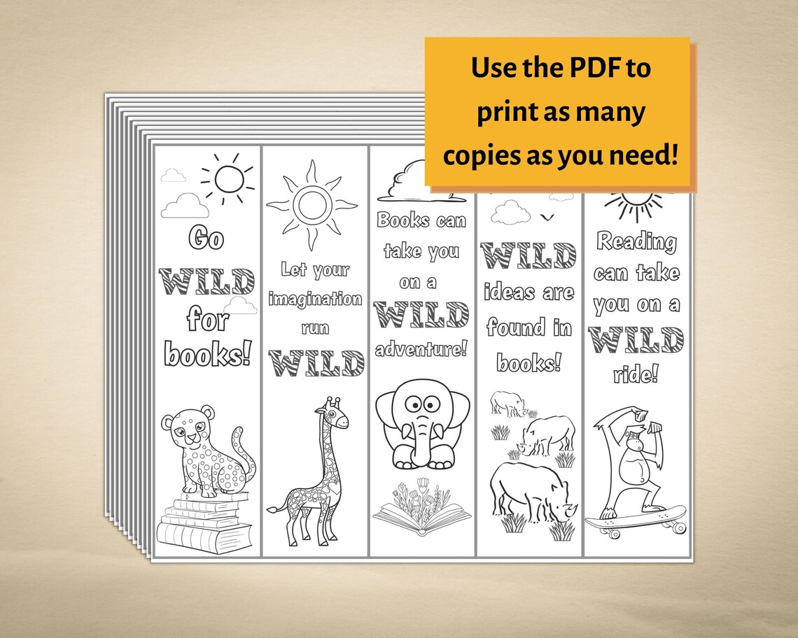 Printable Coloring Bookmarks for Kids Safari Bookmarks Printable ...