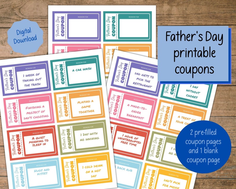 Printable Father’s Day Coupons | Coupons for Dad | Gift From Kids ...