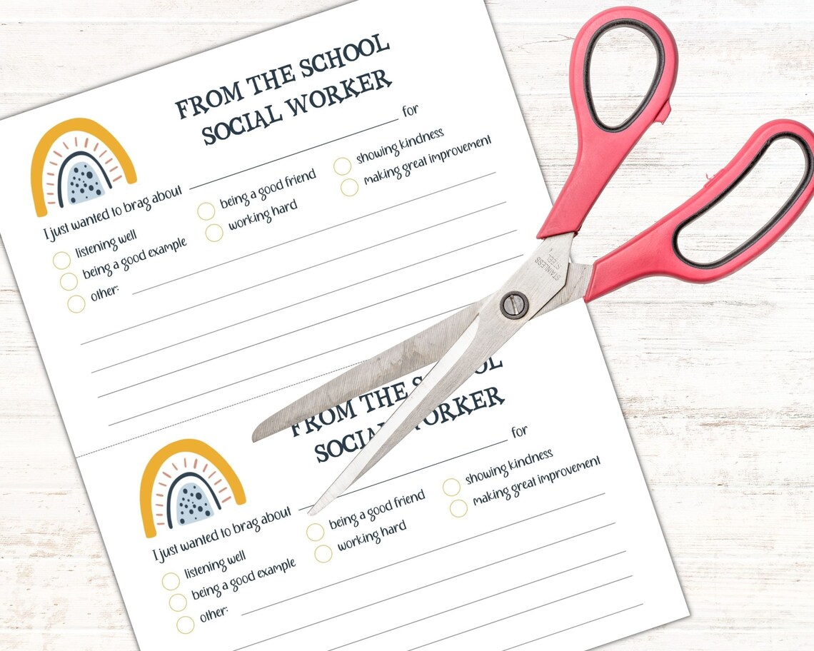 School Social Worker Note Printable Boho School Counselor - Etsy