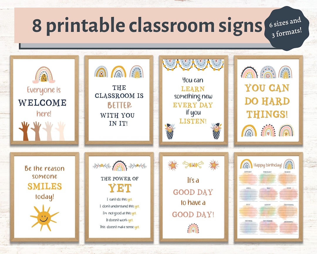 Classroom Posters Boho Printable Bundle Teacher Décor Bundle Boho ...