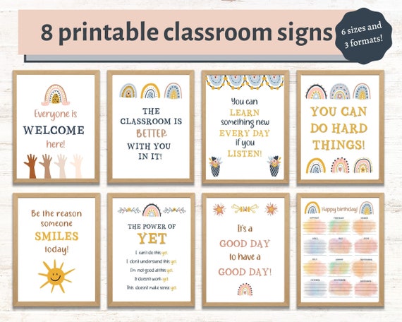 Classroom Posters Boho Printable Bundle Teacher Décor Bundle - Etsy