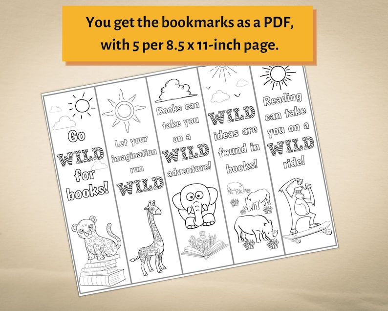 Printable Coloring Bookmarks for Kids | Safari Bookmarks | Printable ...