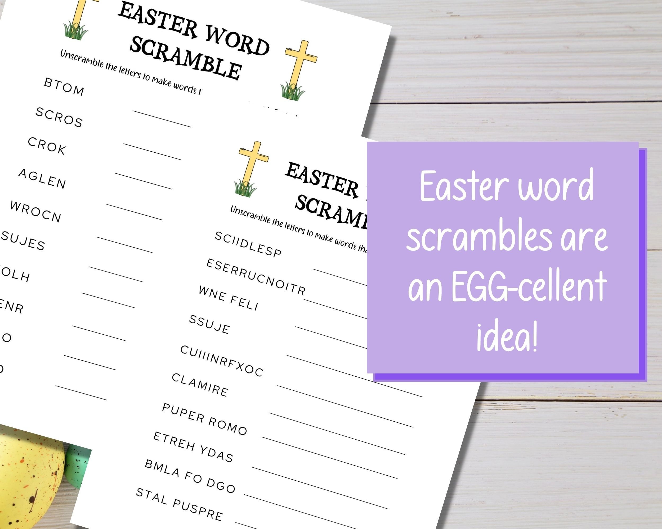 Easter Religious Word Scrambles, Printable Word Scrambles, Religious ...