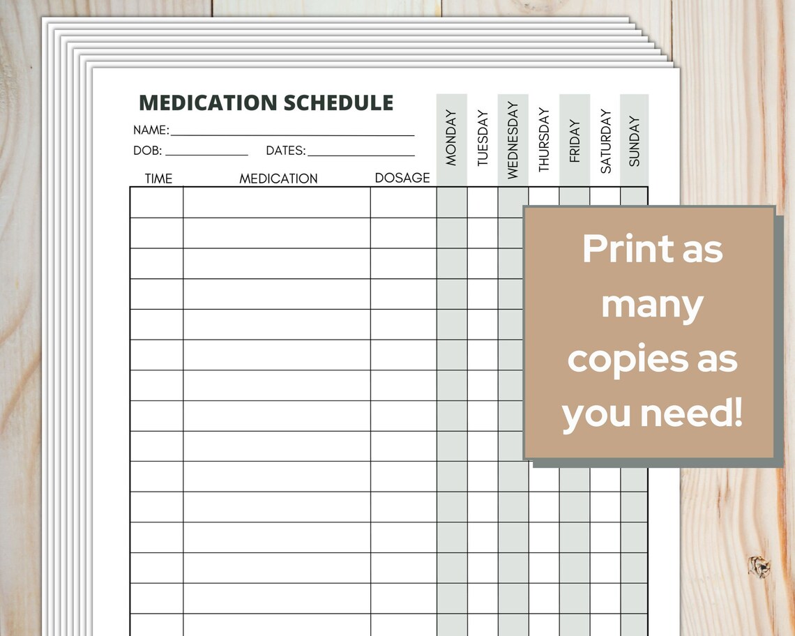Medication Schedule Printable | | Medication Tracker | Health Records ...