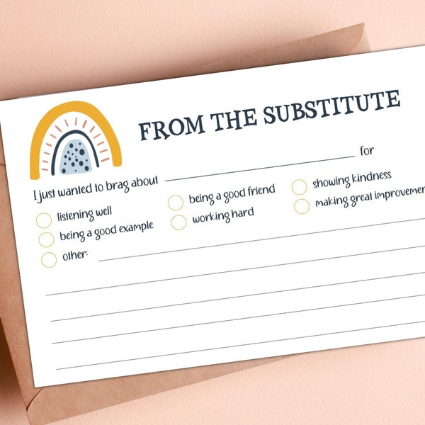 Substitute Teacher Notes Printable - Etsy