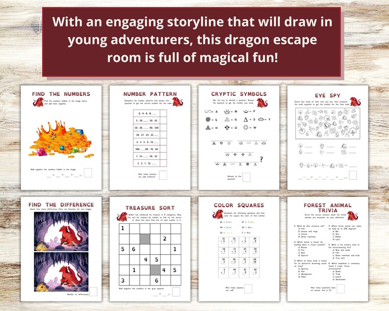 Dragon Escape Room for Kids Printable That is Dyslexia Friendly; Ages 9 ...