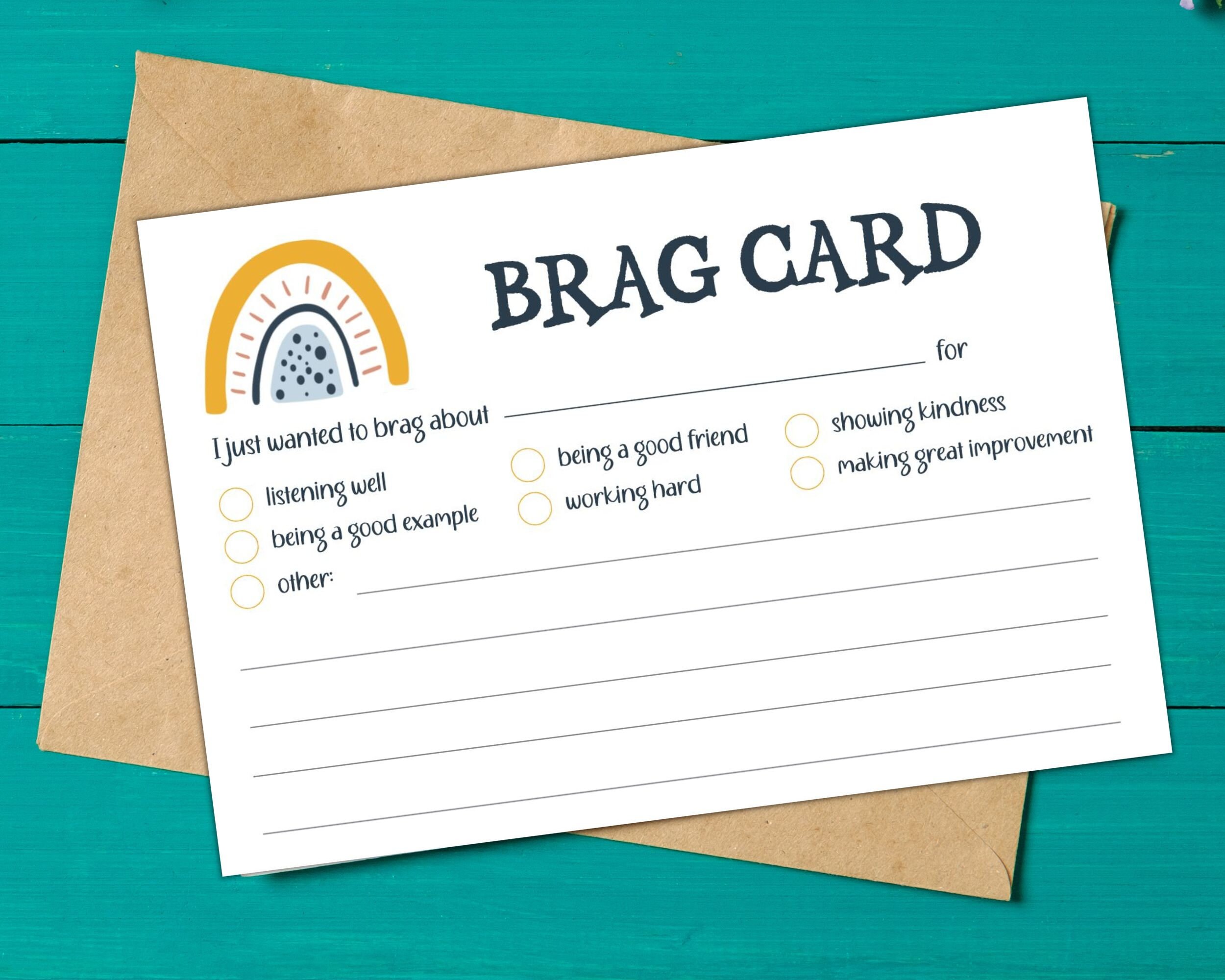 Brag Card Printable | School Counselor Office Note | Teacher Note ...