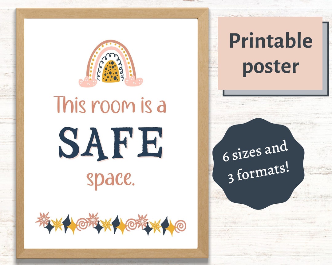 Safe Space Poster: Boho Rainbow Classroom Decor (digital Download) - Etsy