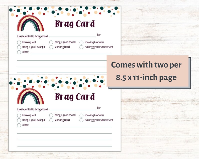 Brag Card Printable, School Counselor Office Note, Teacher Note ...