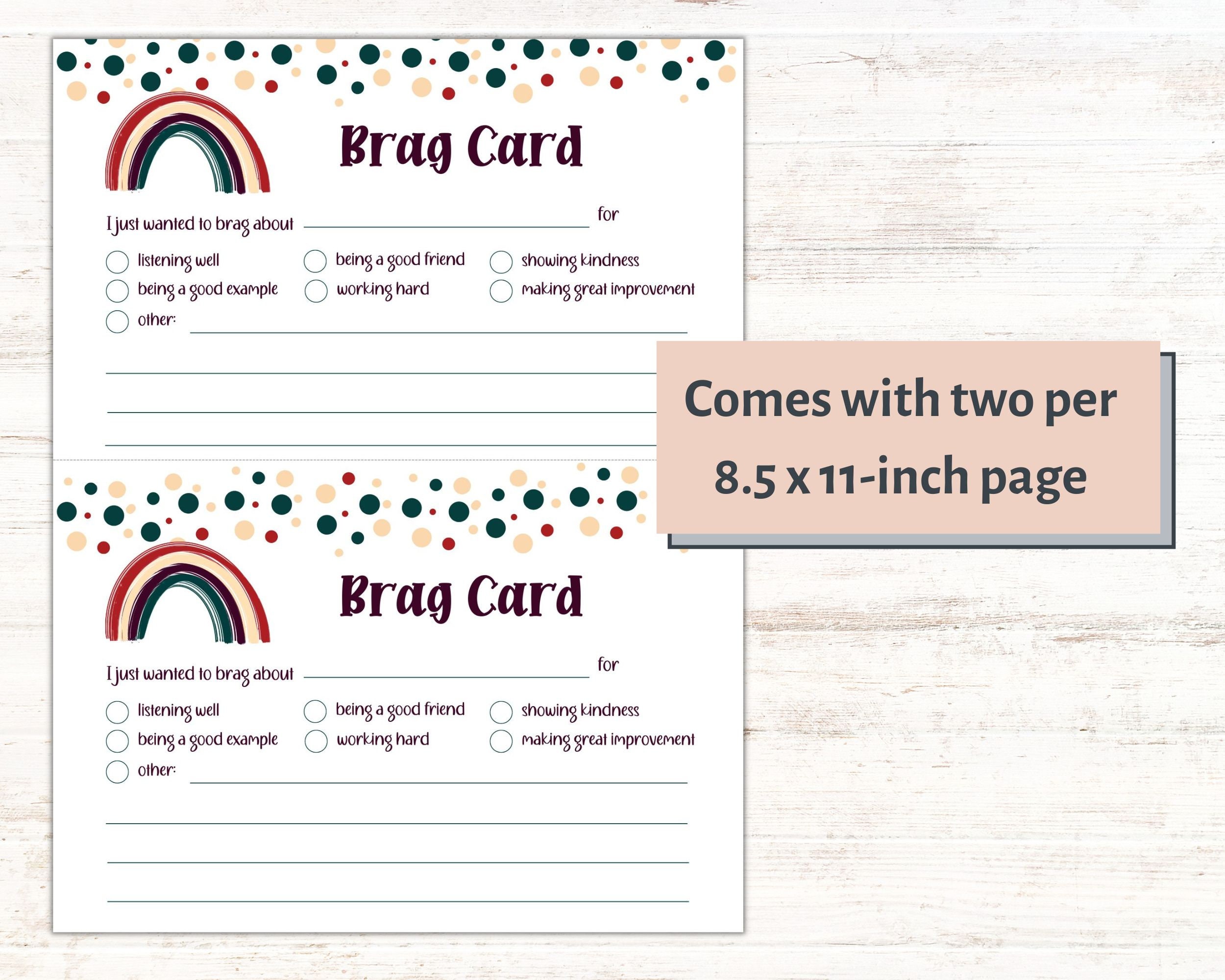 Brag Card Printable, School Counselor Office Note, Teacher Note ...